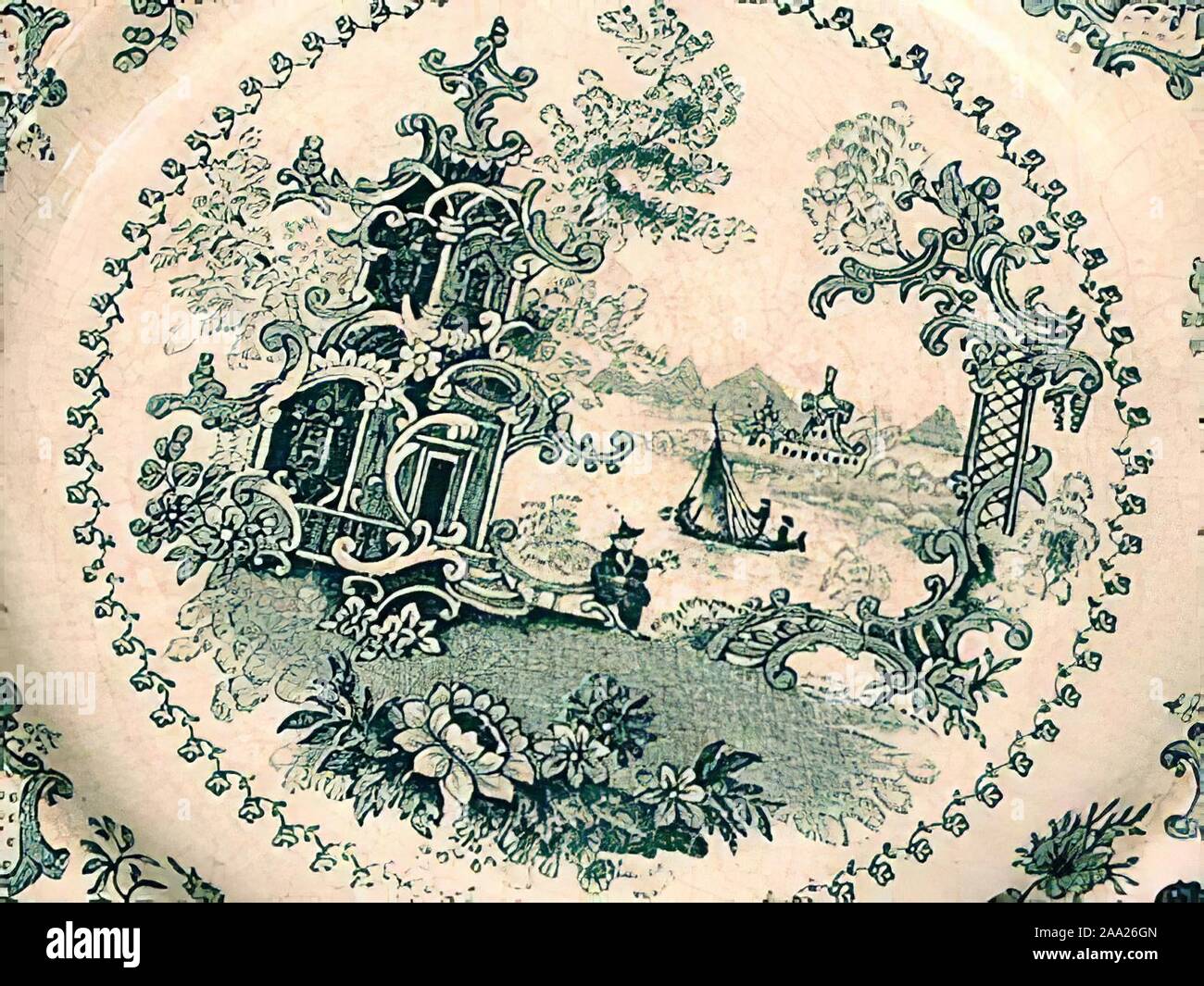 Vintage W. Adams England 19th century collectible plates Stock Photo ...
