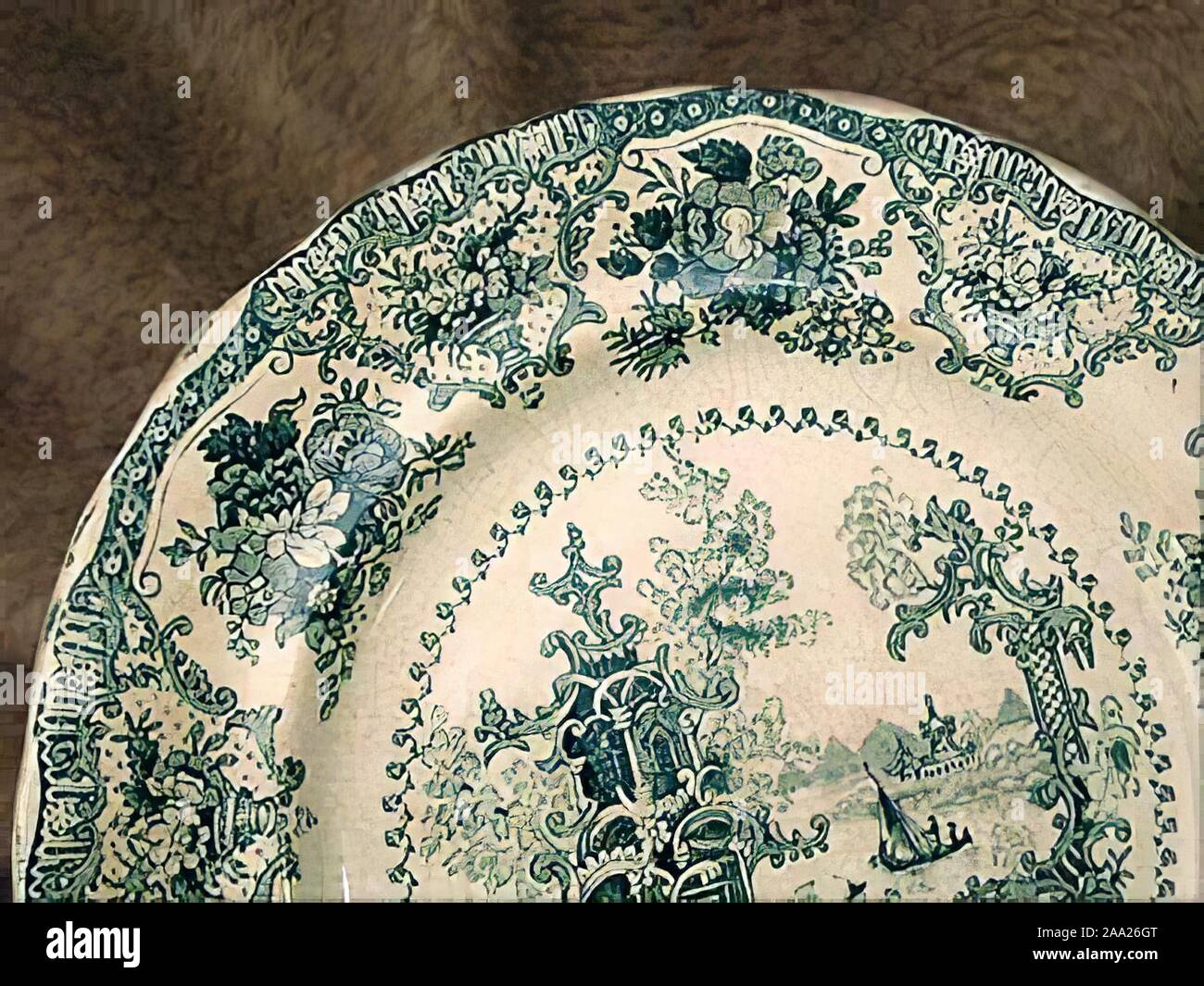 Vintage W. Adams England 19th century collectible plates Stock Photo ...