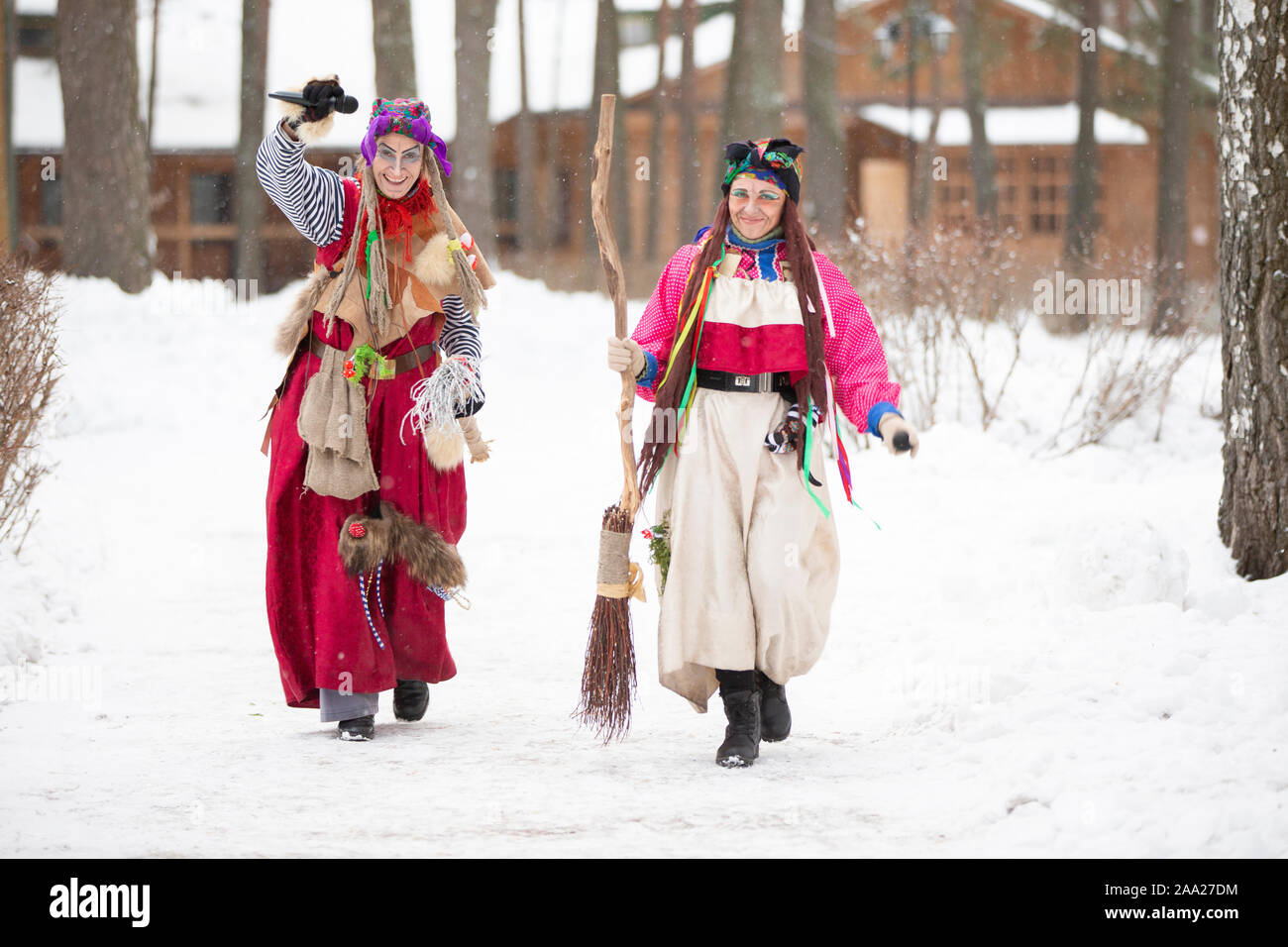Belarus.city of Gomel. December 24, 2012. Park.Russian witches Baba ...