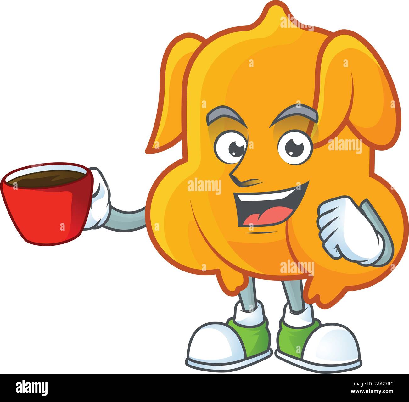 Cartoon character fried chicken with mascot drinking in cup Stock ...