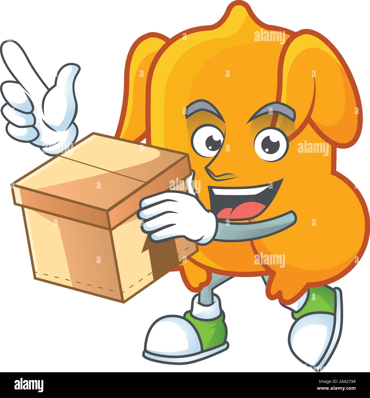 Cartoon character fried chicken with mascot with bring box Stock Vector ...