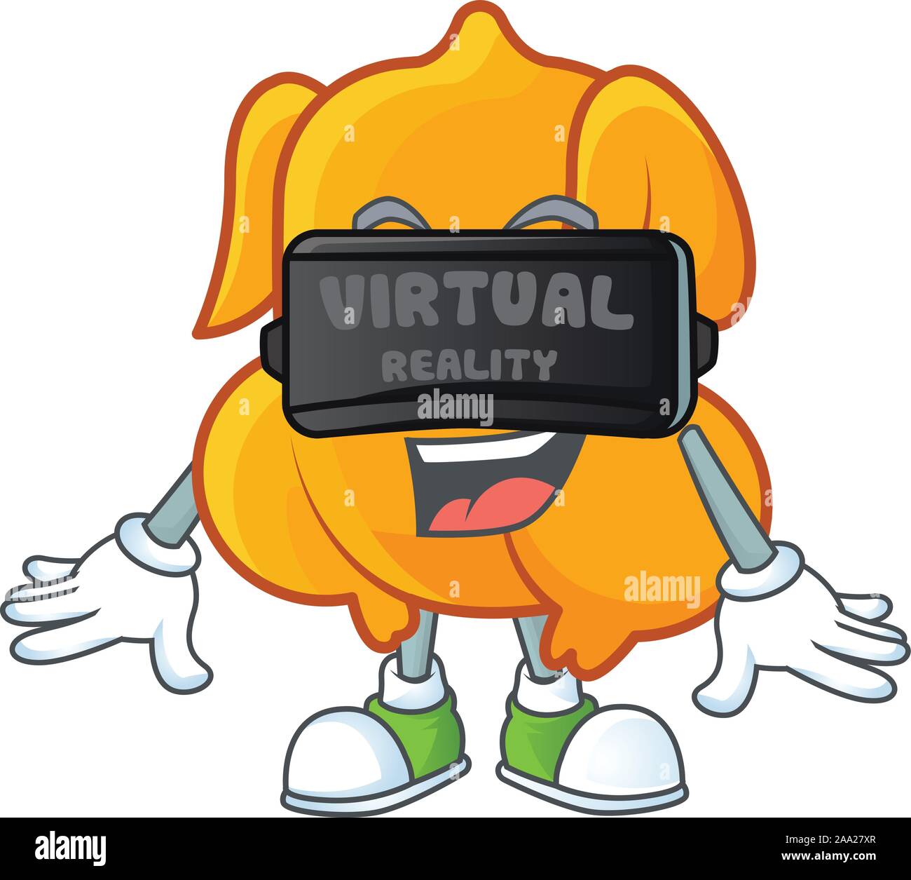 Fried chicken cartoon with the character virtual reality Stock Vector ...