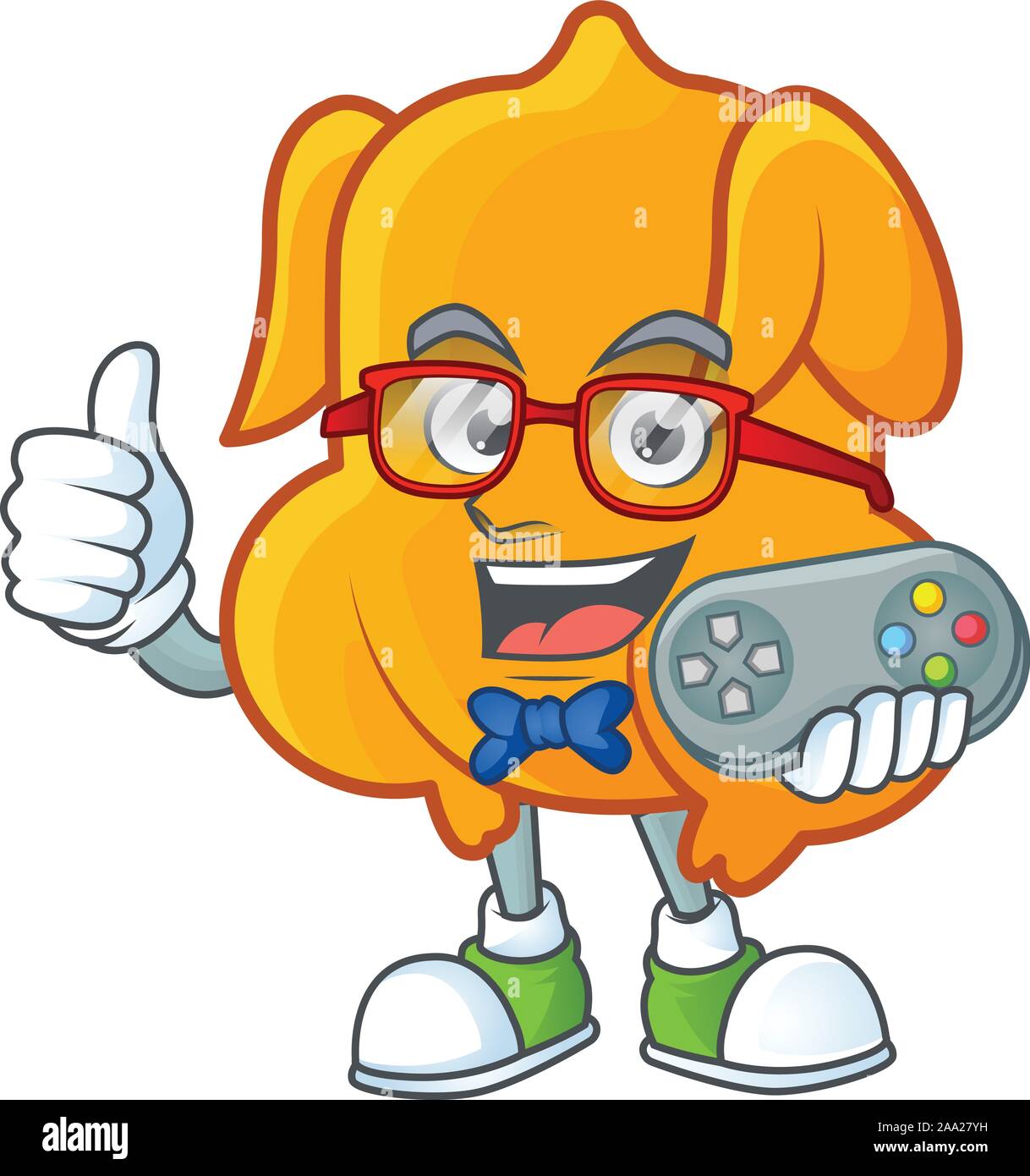Fried chicken cartoon with the character holding gamer Stock Vector ...
