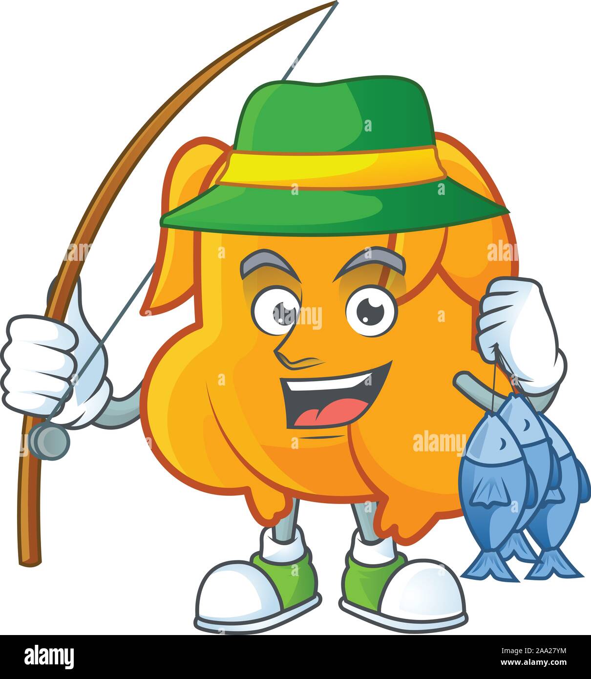 Fried chicken cartoon with the character fishing Stock Vector Image ...