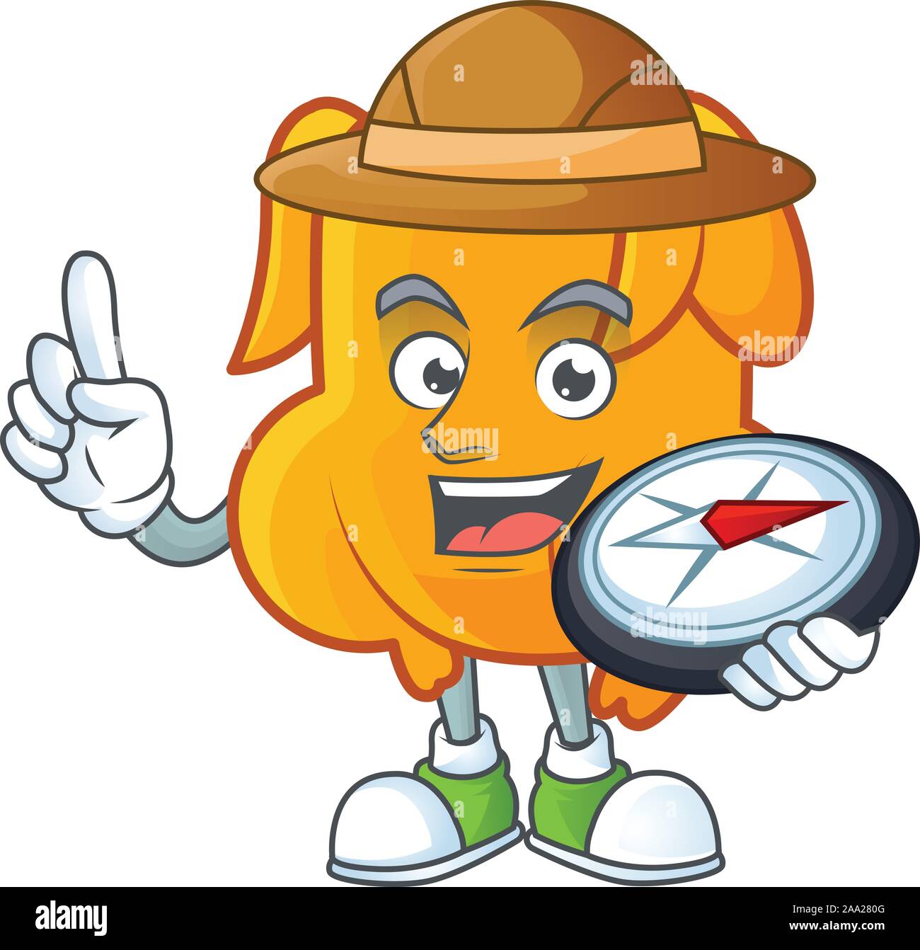 Fried chicken cartoon with the character holding compass Stock Vector ...