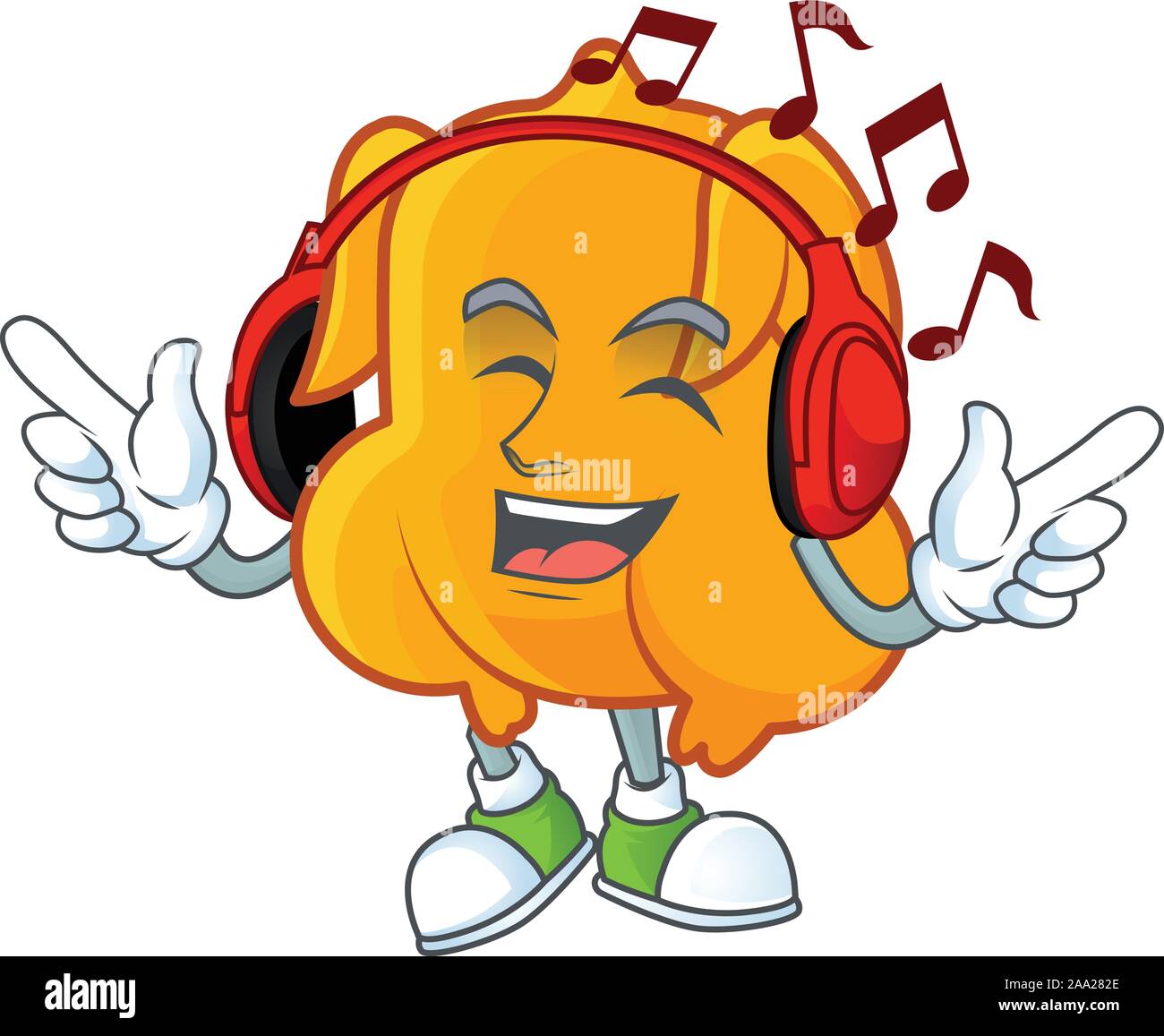 Fried chicken cartoon with the character listening music Stock Vector ...