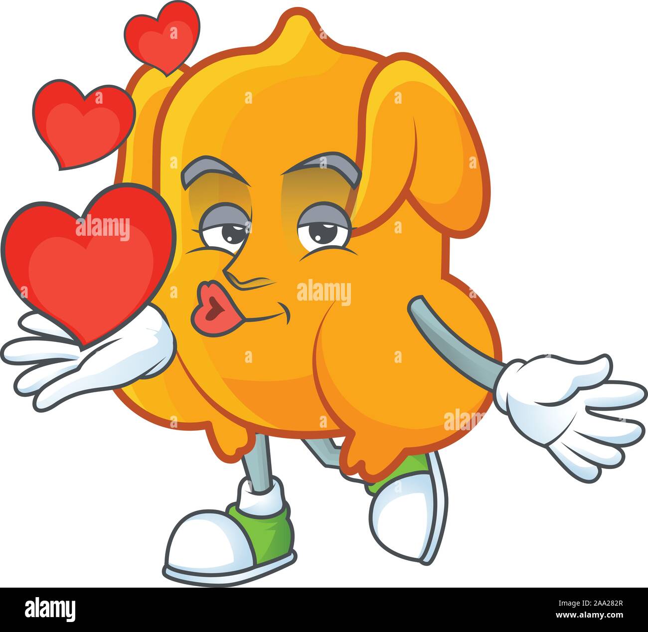 Fried chicken cartoon with the character holding heart Stock Vector ...