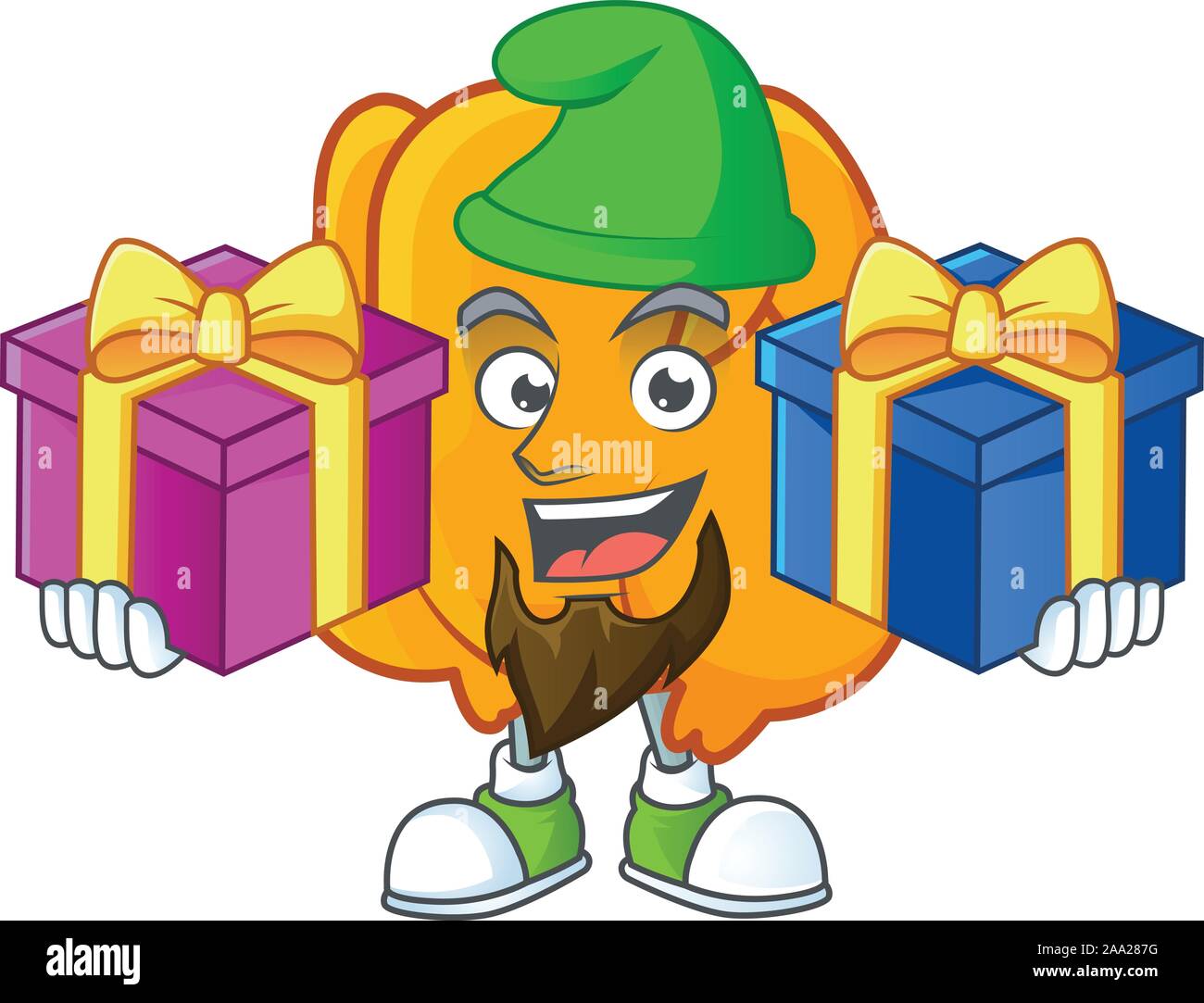 Character bring two gifts in the fried chicken cartoon Stock Vector ...