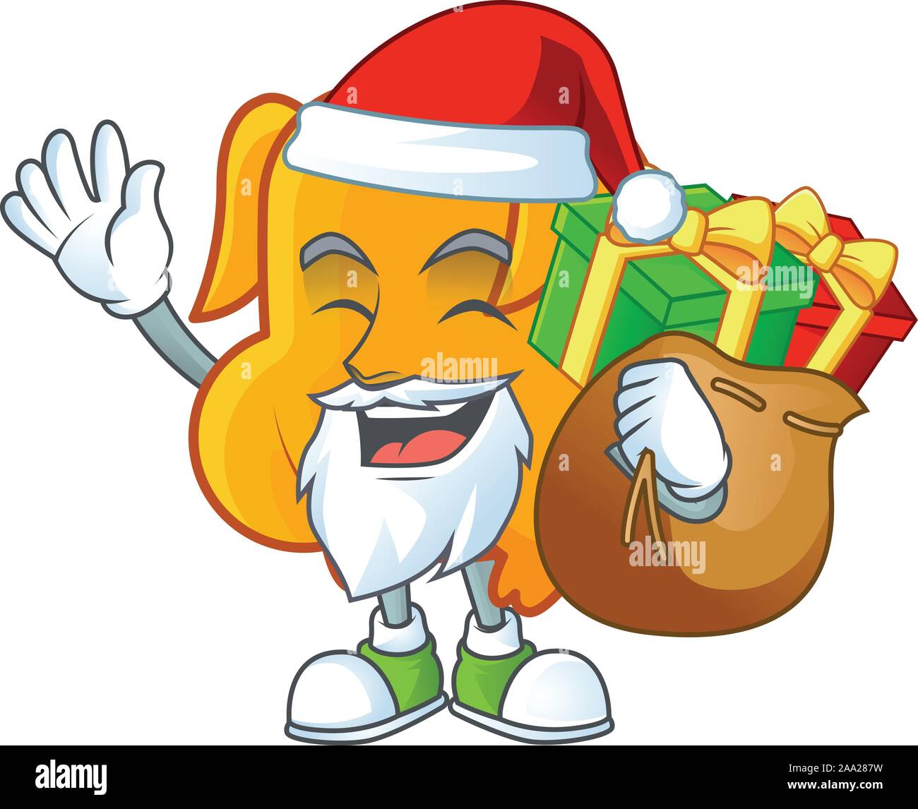 Character santa bring gift in the fried chicken cartoon Stock Vector ...