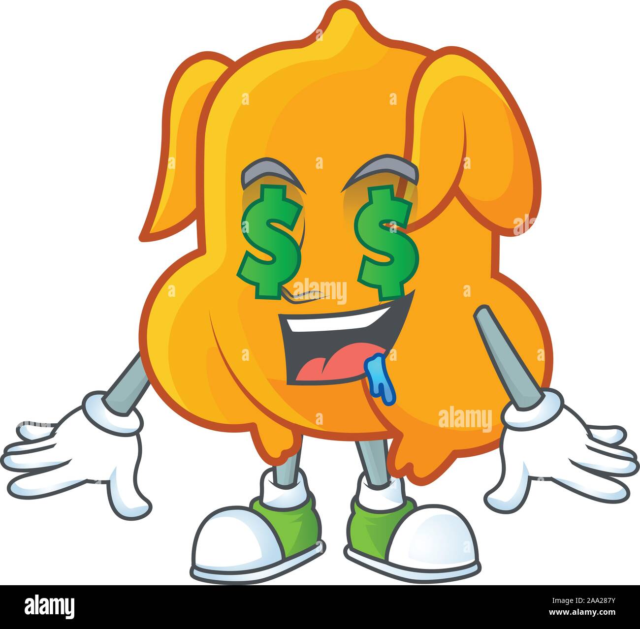 Character money eye in the fried chicken cartoon Stock Vector Image ...