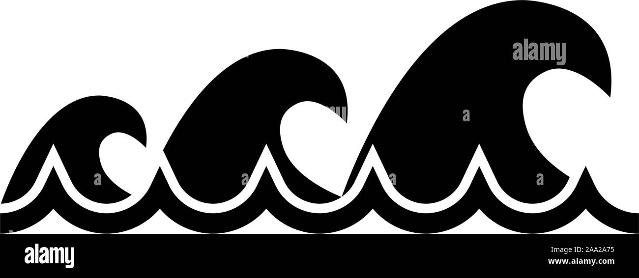 Sea Wave, Tsunami Water Waves. Flat Vector Icon illustration. Simple ...