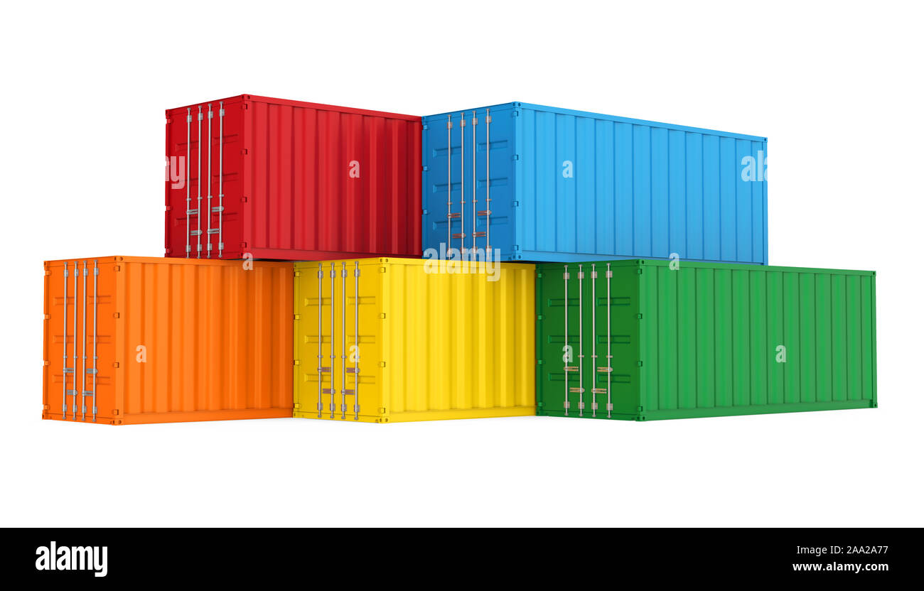 Stack of Cargo Containers Isolated Stock Photo - Alamy