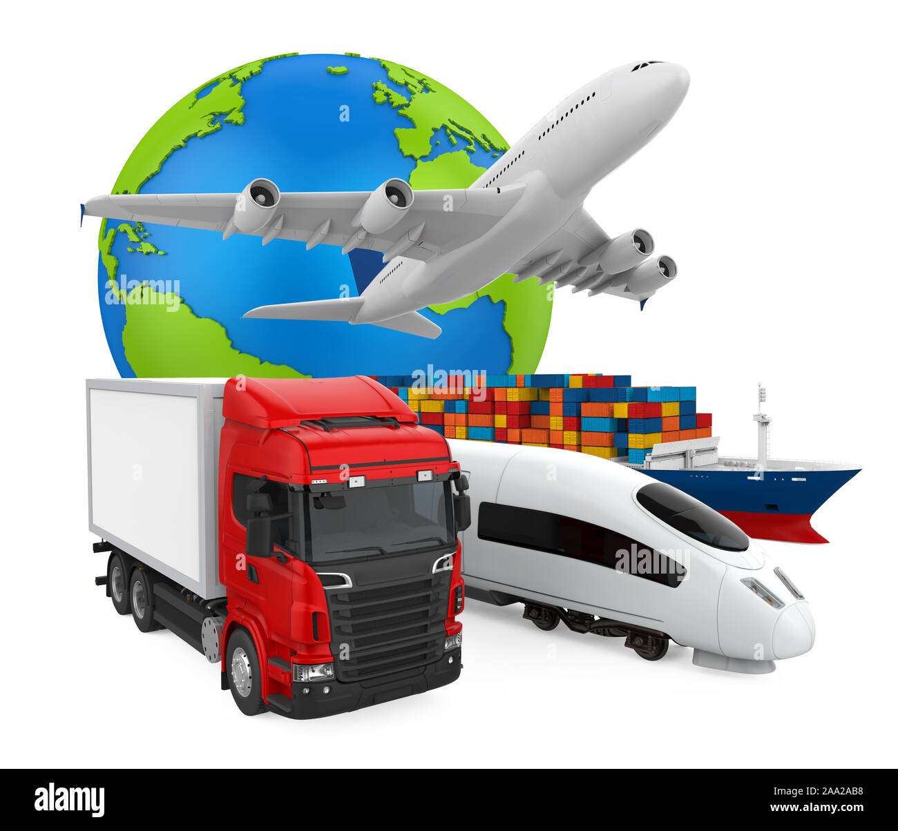 Fleet of Freight Transportation Isolated Stock Photo - Alamy