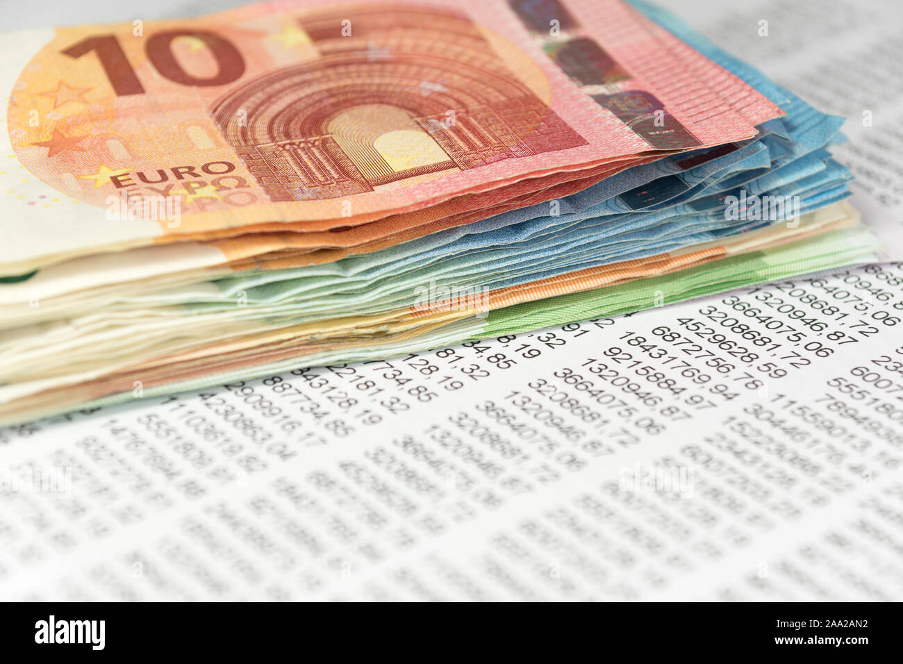 Euro banknotes and spreadsheet Stock Photo - Alamy