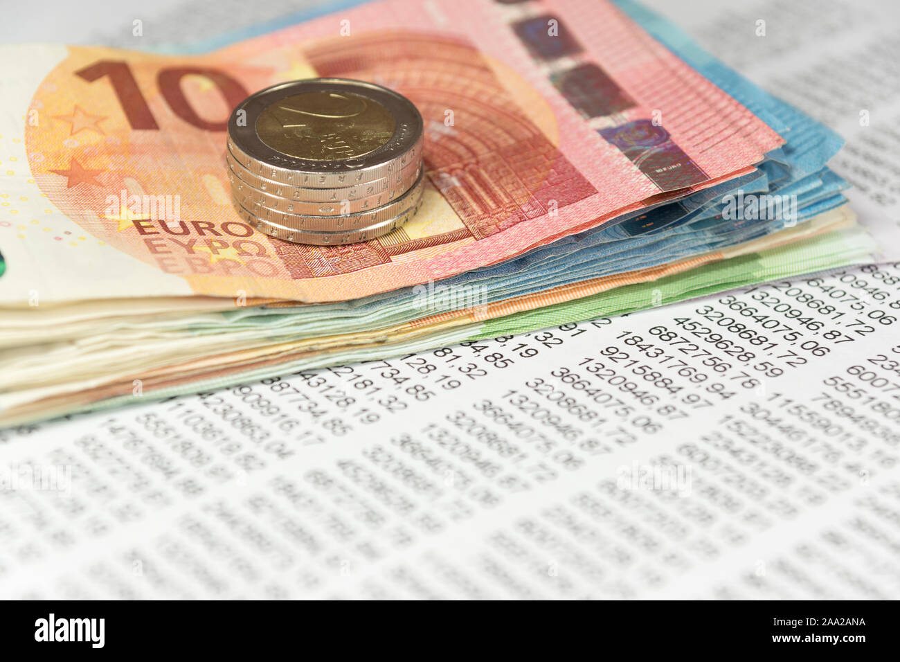 Euro banknotes and spreadsheet Stock Photo - Alamy