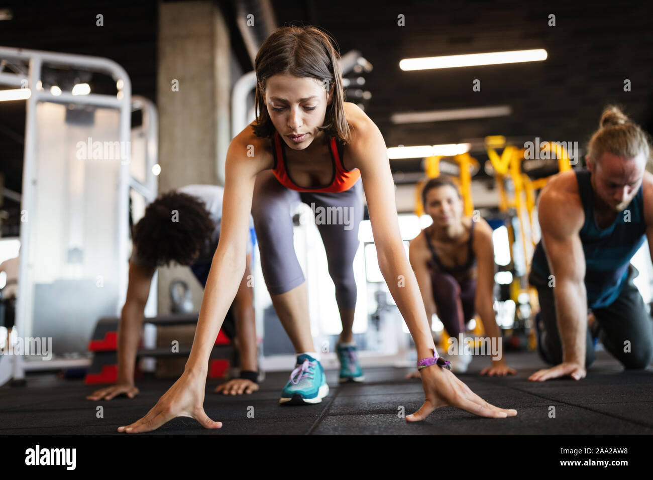 Beautiful fit women working out in gym Stock Photo - Alamy