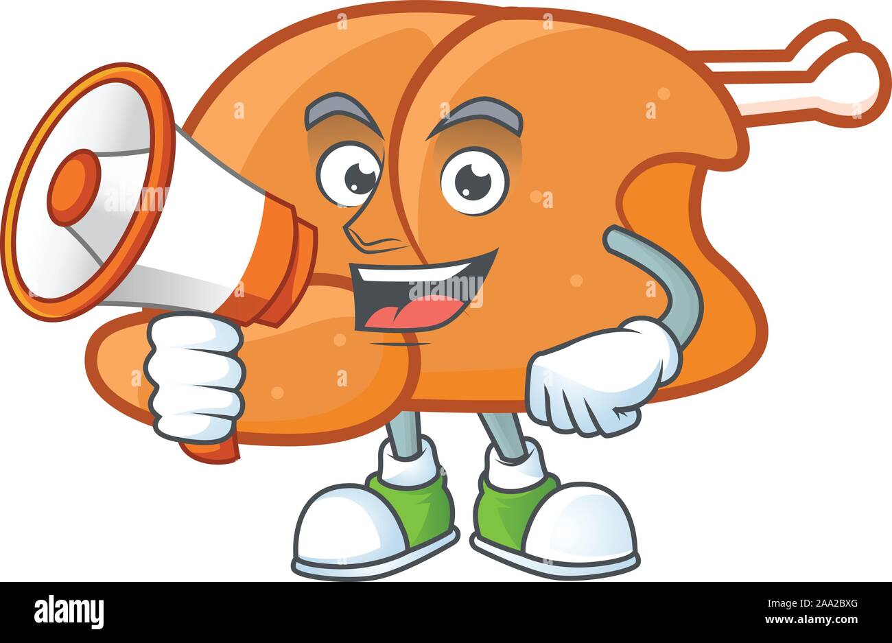Roast turkey food cartoon with character with holding megaphone Stock ...