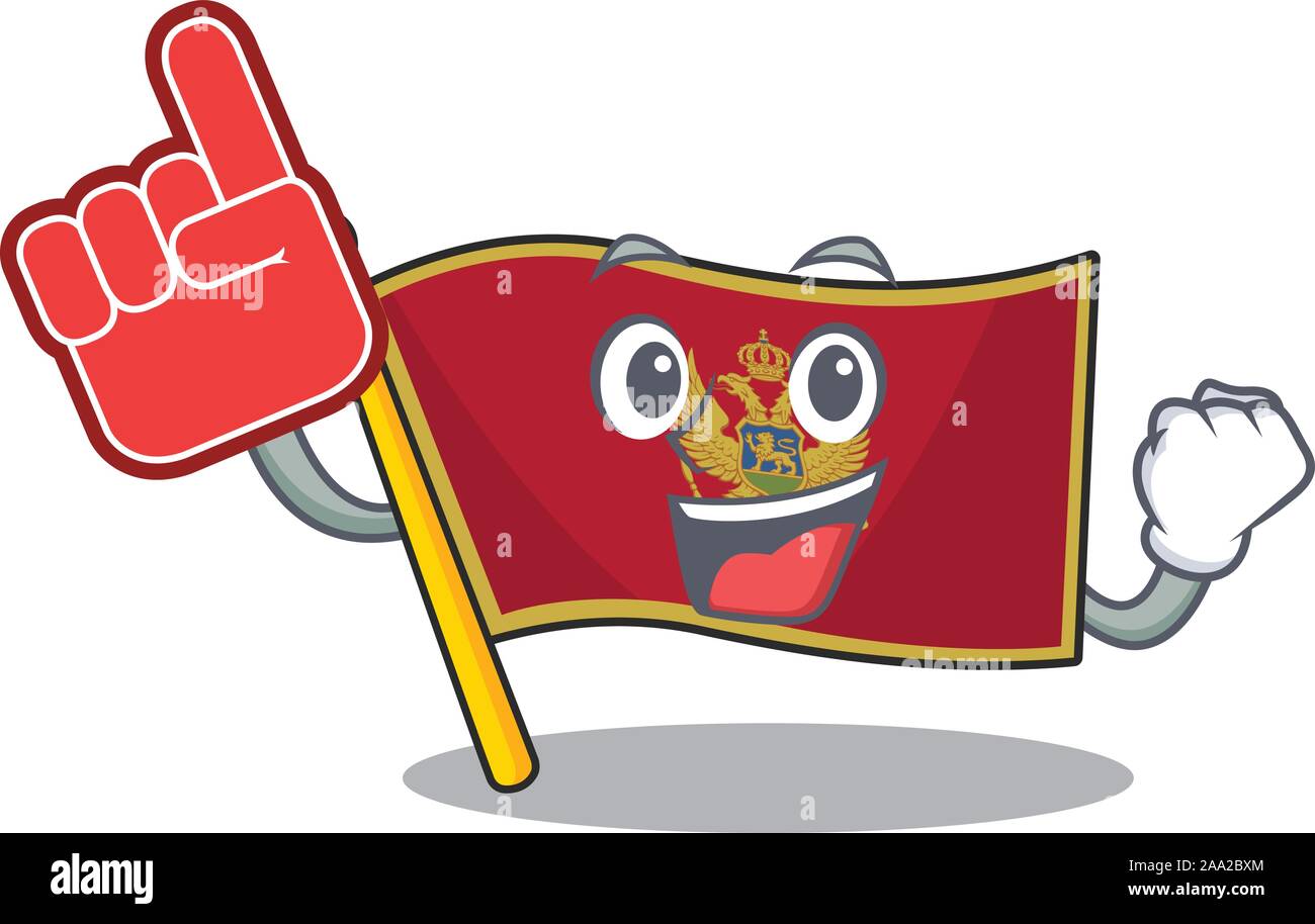 Flag montenegro cartoon with in foam finger character Stock Vector ...