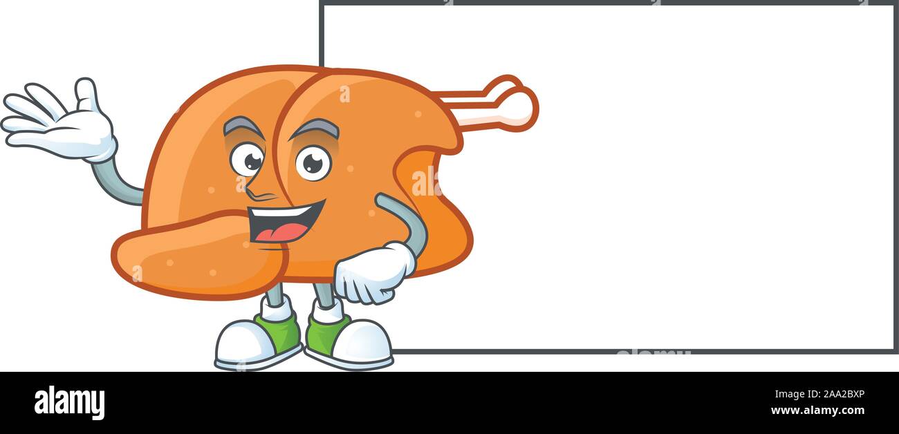 Roast turkey food cartoon with character with board Stock Vector Image ...