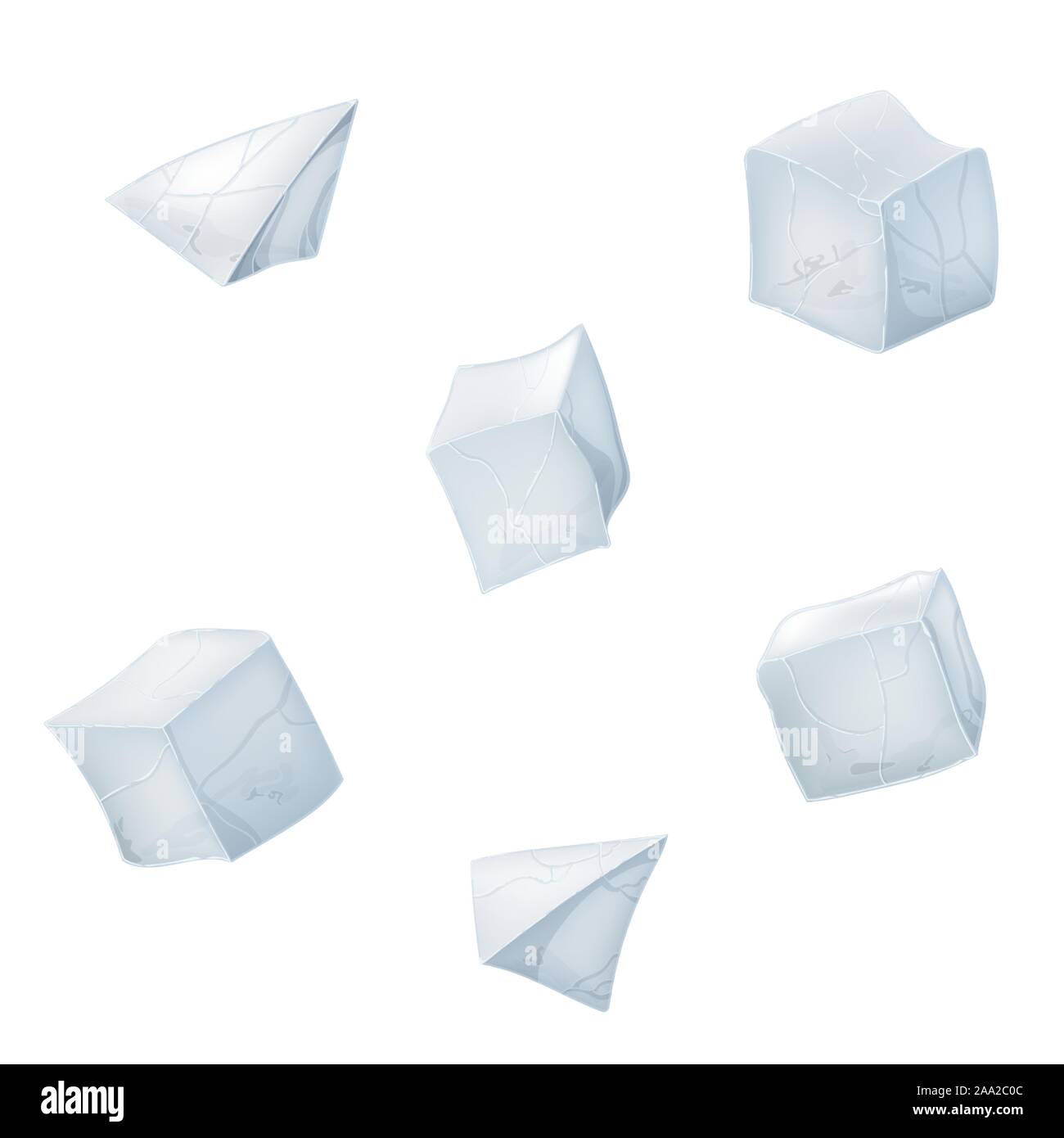 Collection of transparency ice cubes and pyramids. Vector illustration. 3D design. White ...