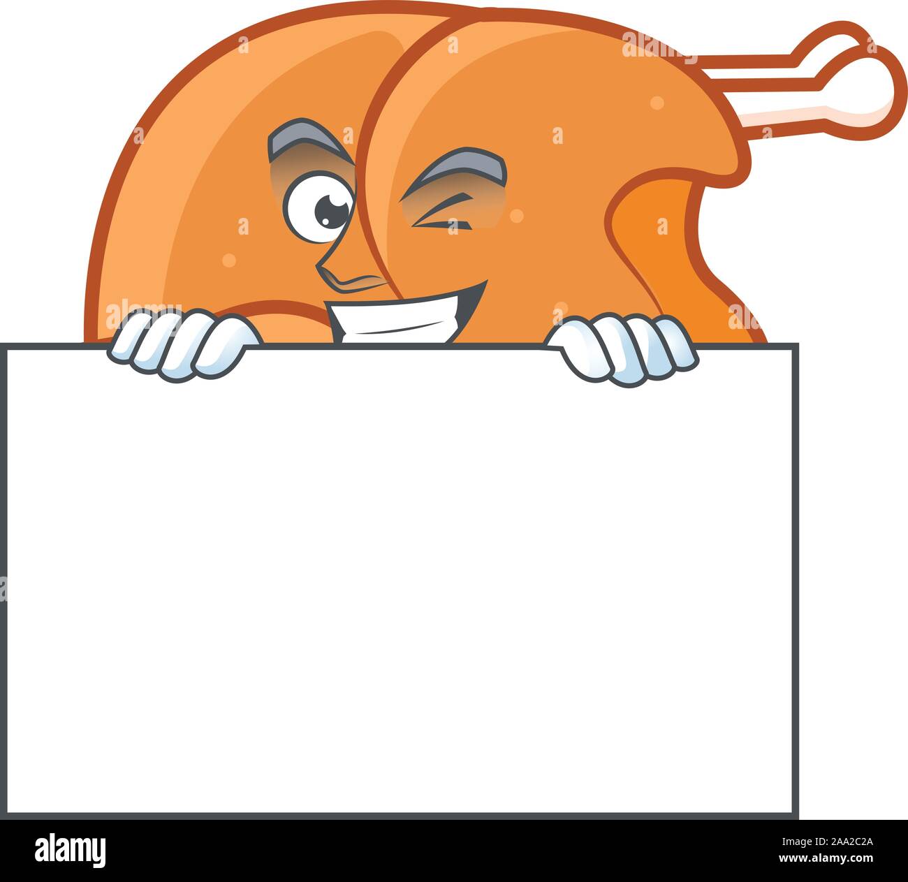 Roast turkey food cartoon with character squinting with board Stock ...