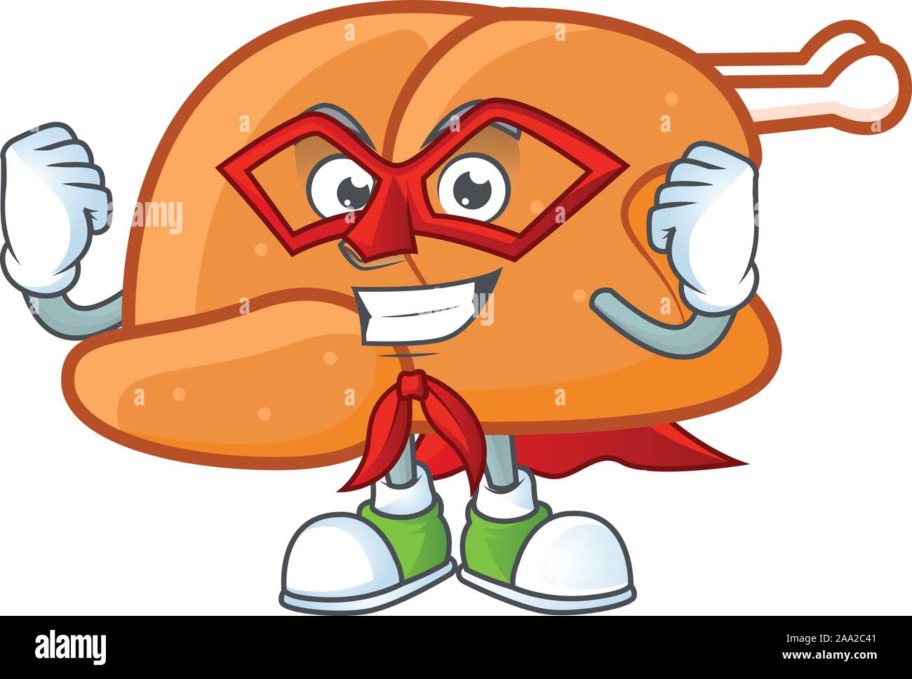 Cartoon roast turkey in the character shape super hero Stock Vector ...
