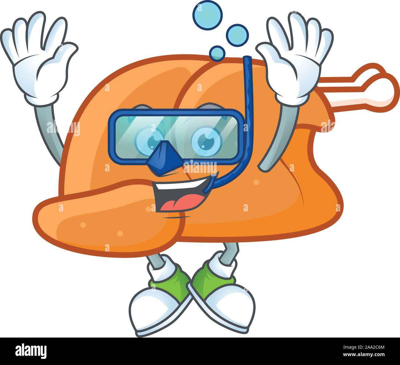 Cartoon roast turkey in the character shape diving Stock Vector Image ...