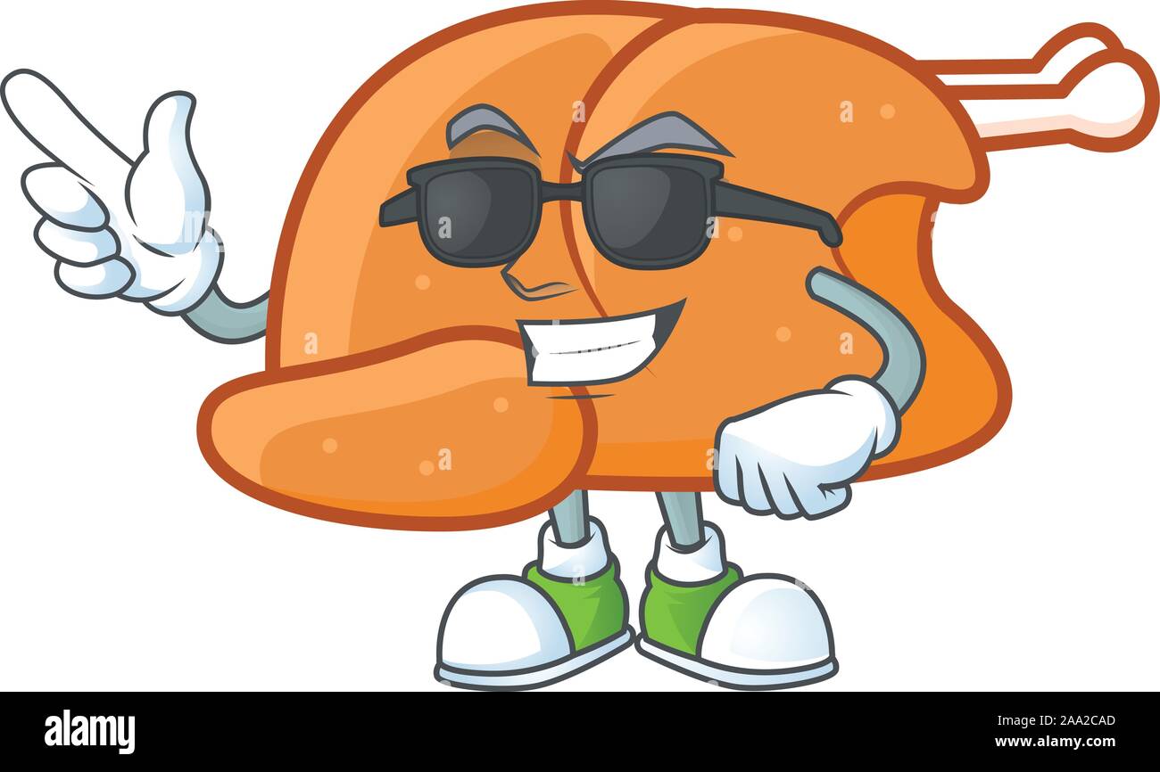 Cartoon roast turkey in the character shape super cool Stock Vector ...