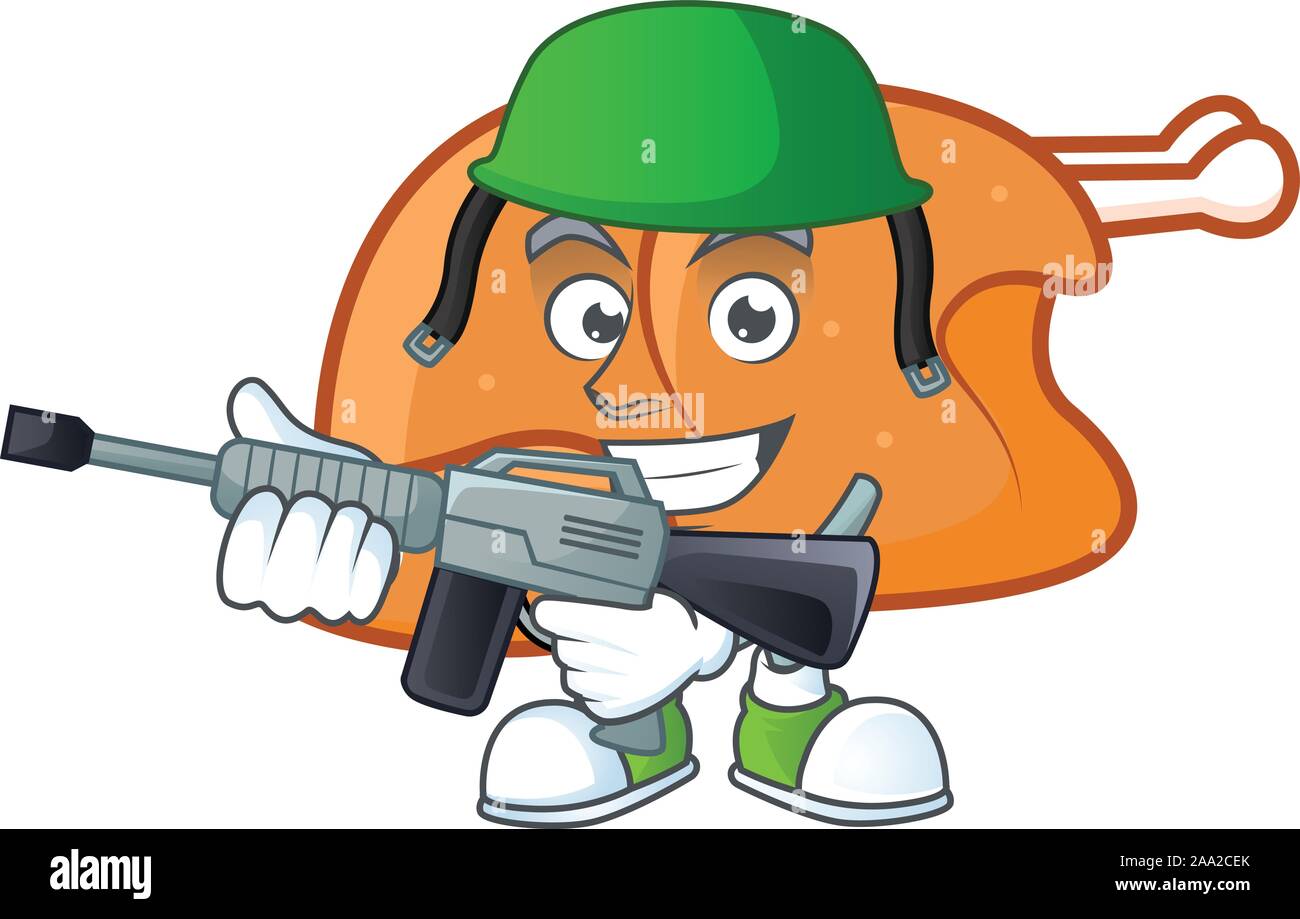 Roast turkey food cartoon with character army Stock Vector Image & Art ...
