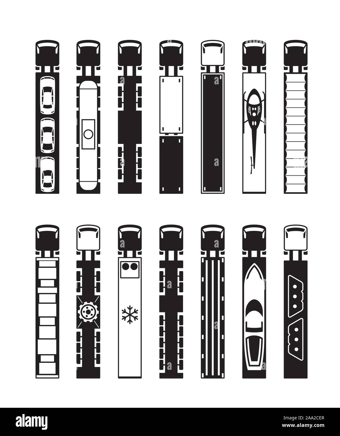 Trucks With Different Trailers From Above Vector Illustration Stock Vector Image And Art Alamy