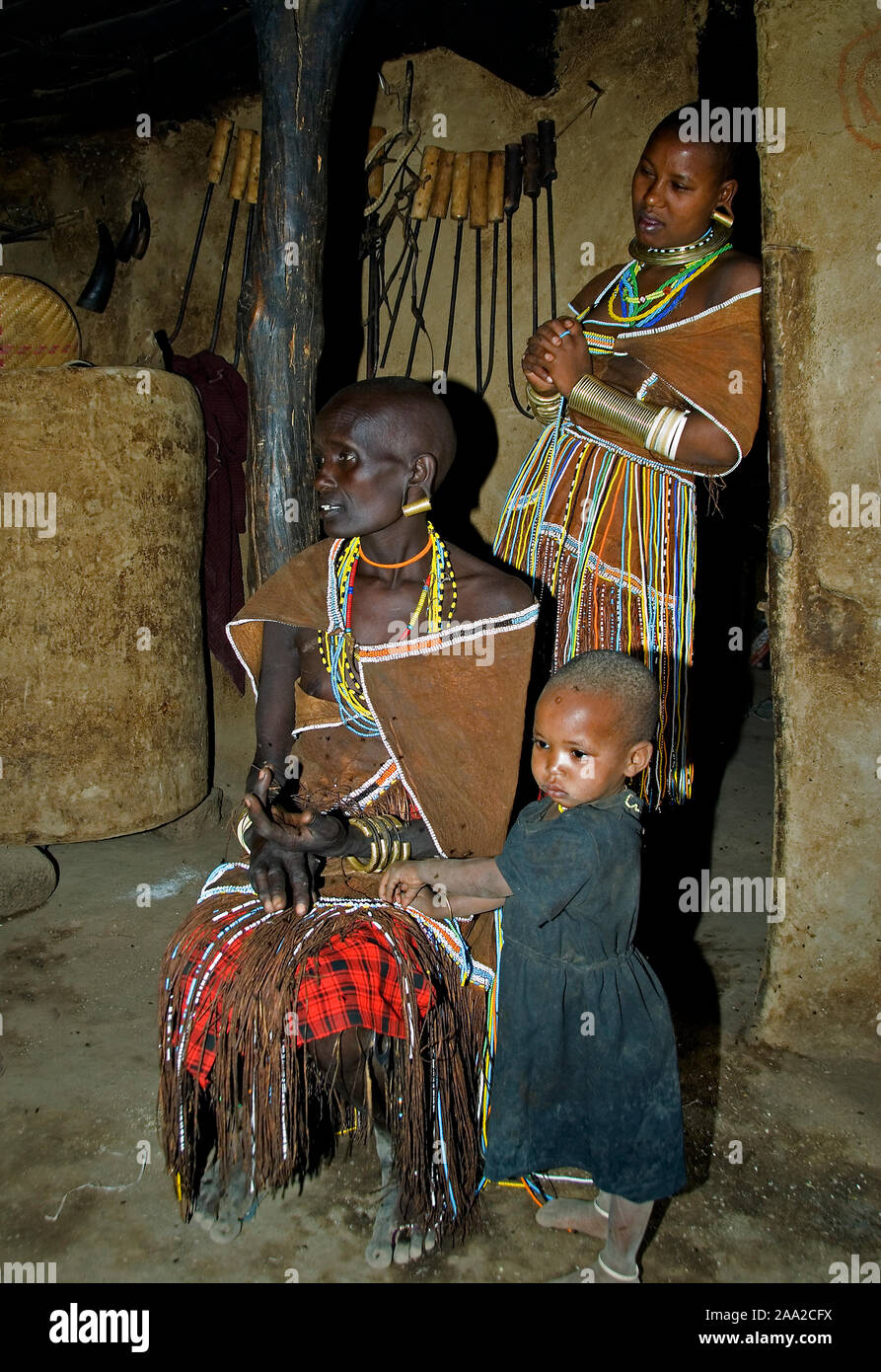People of the Datoga tribe. Lake Eyasi, northern Tanzania Stock Photo ...