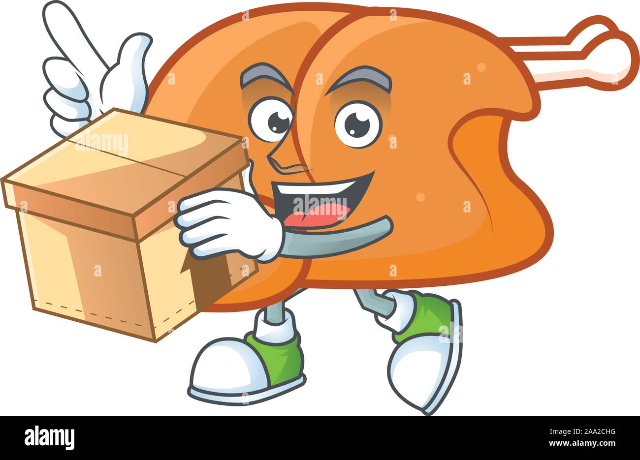 Cartoon roast turkey in the character shape with bring box Stock Vector ...