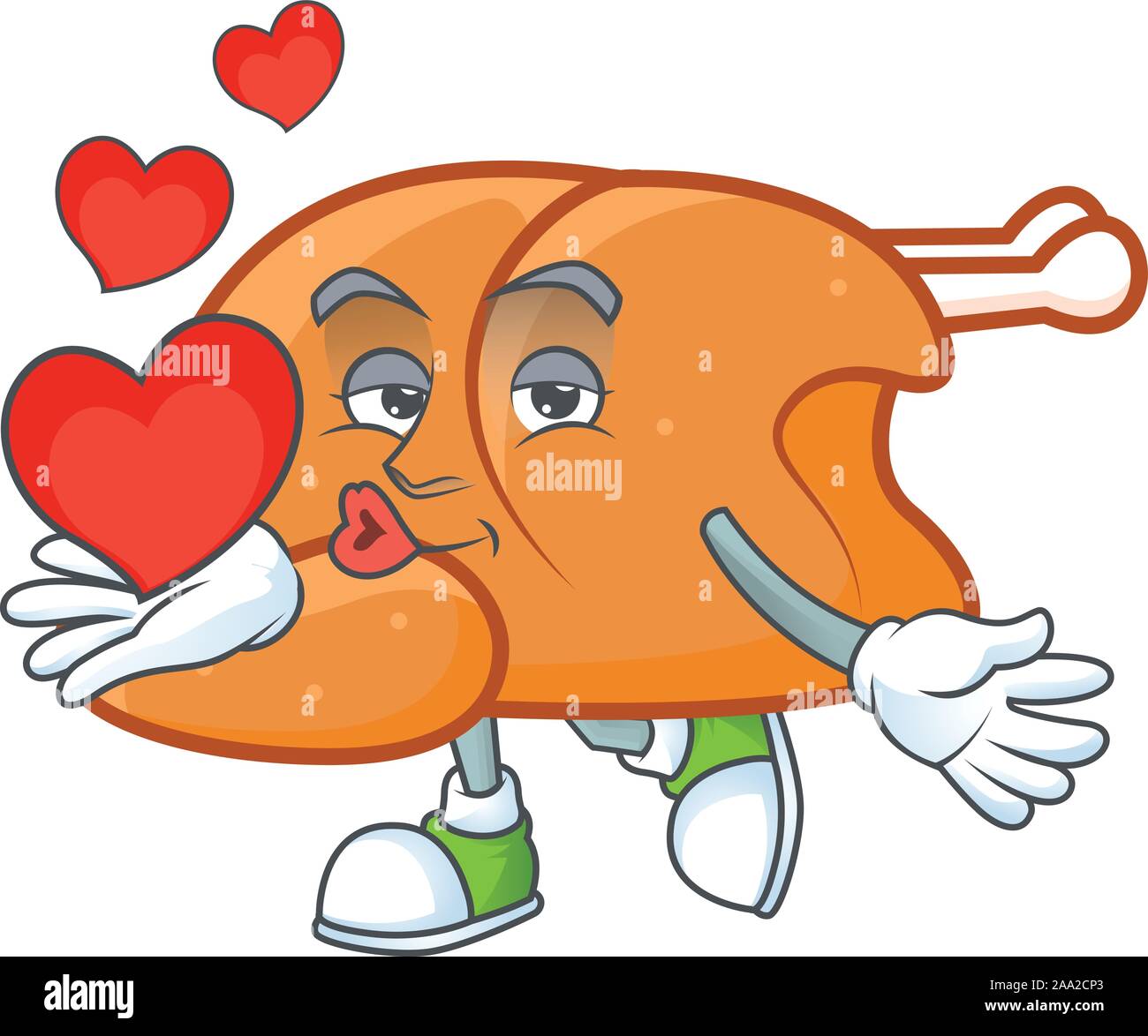 Mascot a holding heart in cartoon roast turkey Stock Vector Image & Art ...