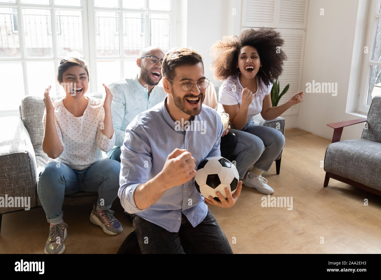 Group excited young female soccer hi-res stock photography and images ...