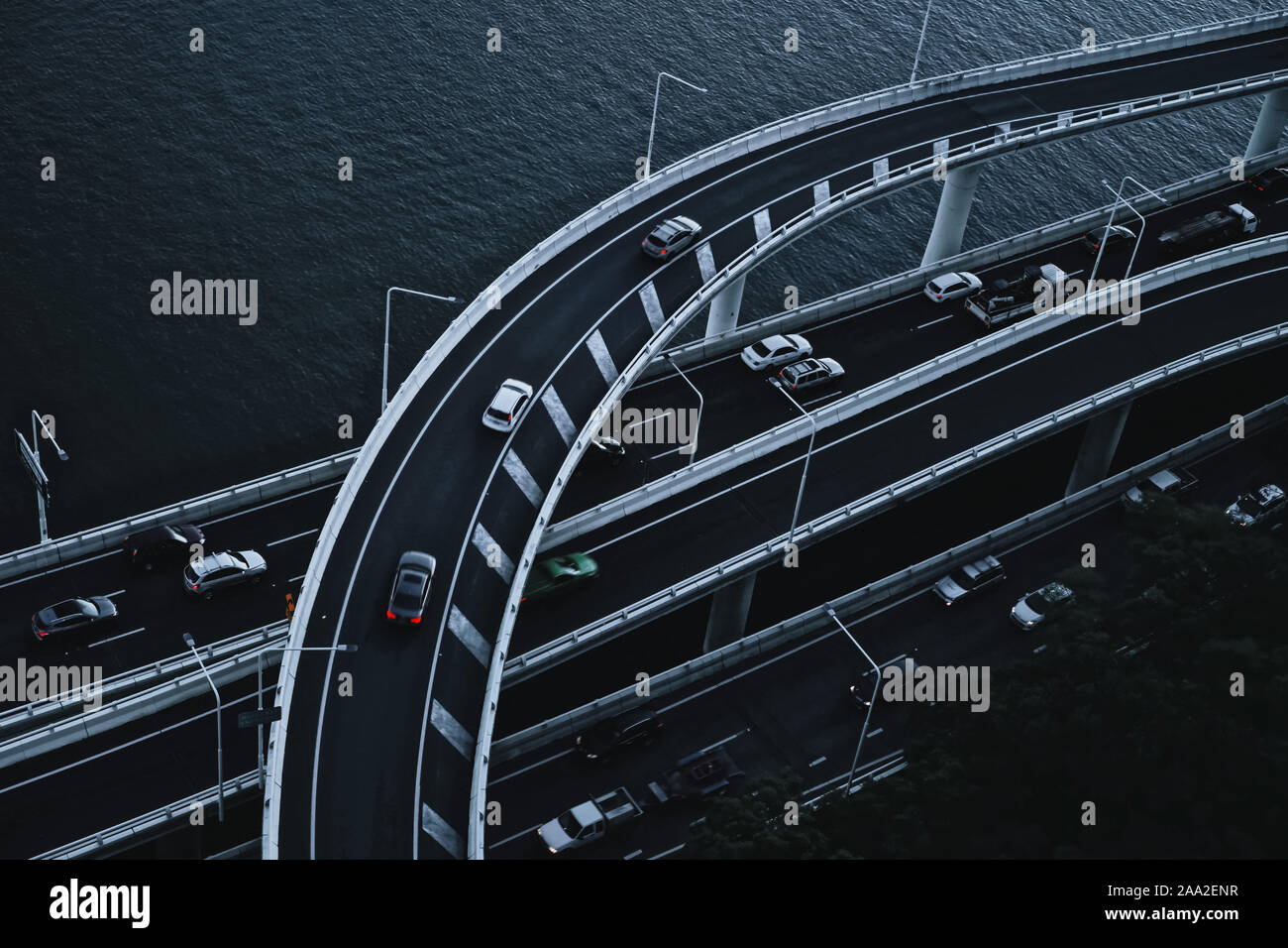 The traffic flow on the elevated bridge hi-res stock photography and ...