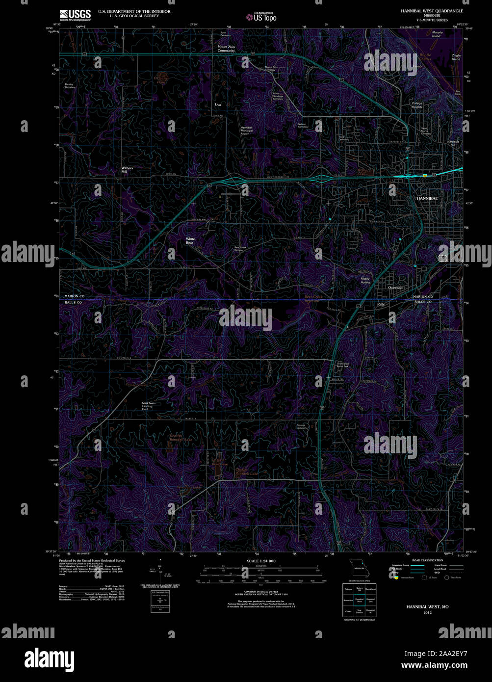 Hannibal missouri map hi-res stock photography and images - Alamy