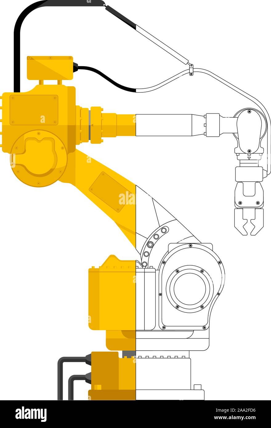 Set of assembly robots isolated on white background. Vector ...