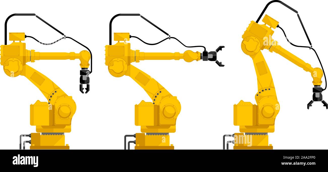 Set of assembly robots isolated on white background. Vector ...