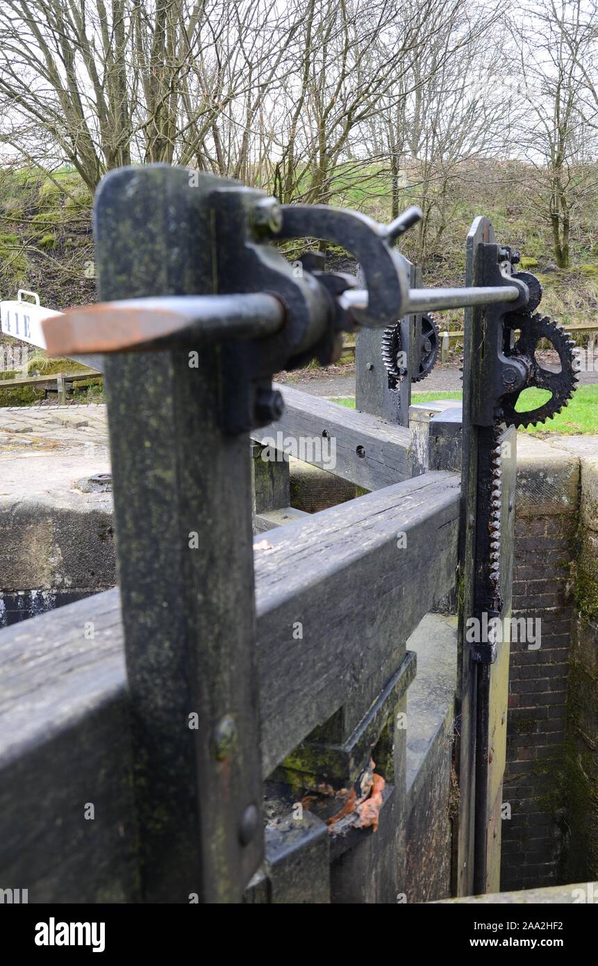 mechanical system, canal lock gates Stock Photo - Alamy
