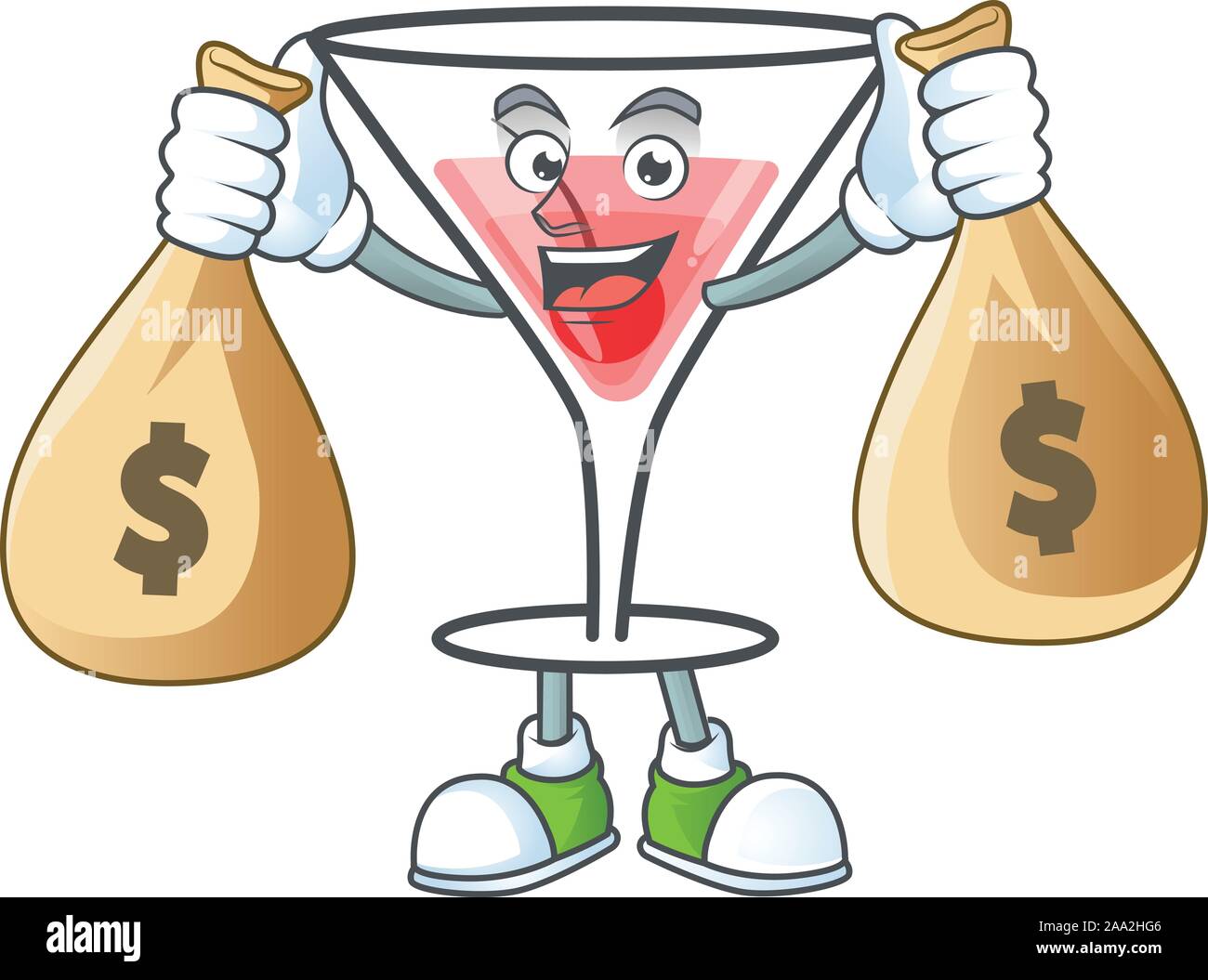 Cocktail sweet cartoon character with mascot holding money bag Stock ...