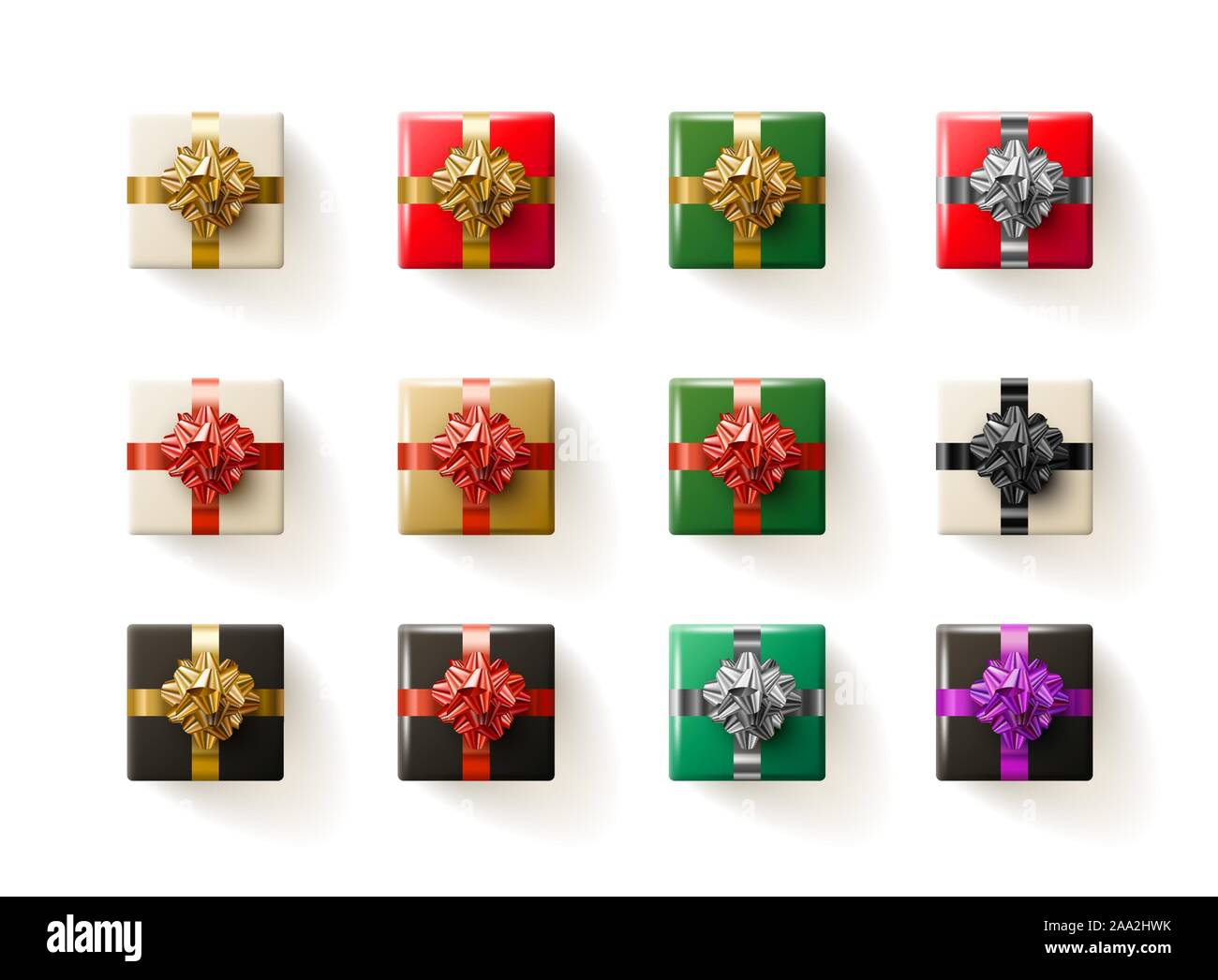 Top view gift box collection. Vector illustration. Elements are layered ...