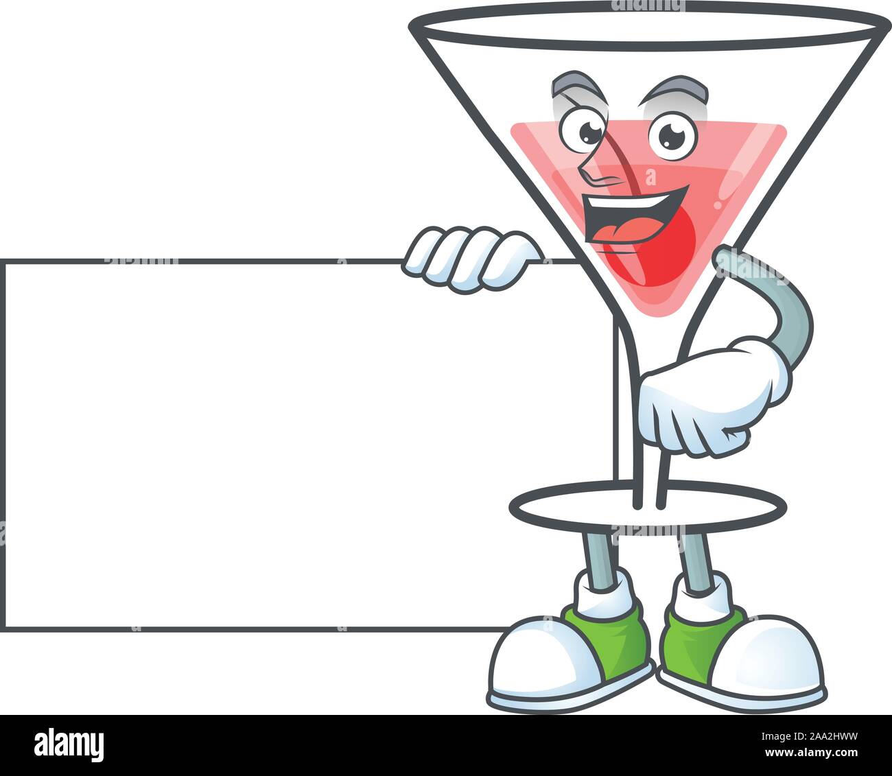 Cocktail sweet cartoon character with mascot grinning with board Stock ...