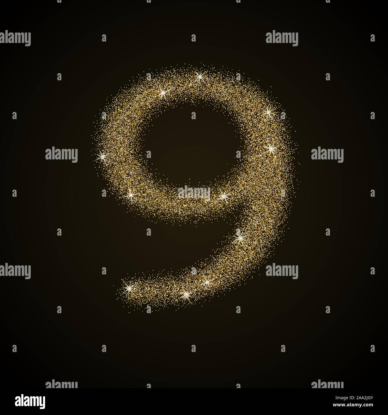 Golden metallic shiny numbers. Gold glittering metal alphabet numbers ...