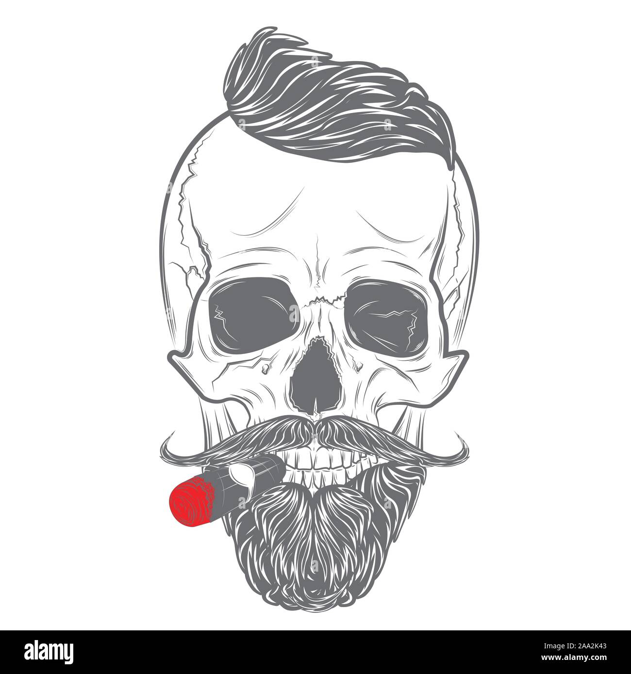 Hipster skull with mustache. Skull print, skull illustration isolated ...
