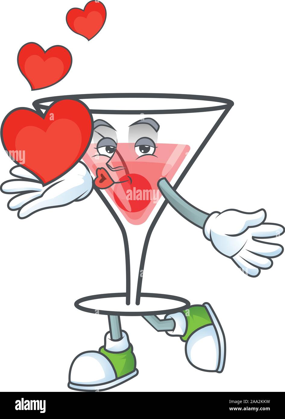 Cartoon fresh cocktail with the holding heart character Stock Vector ...