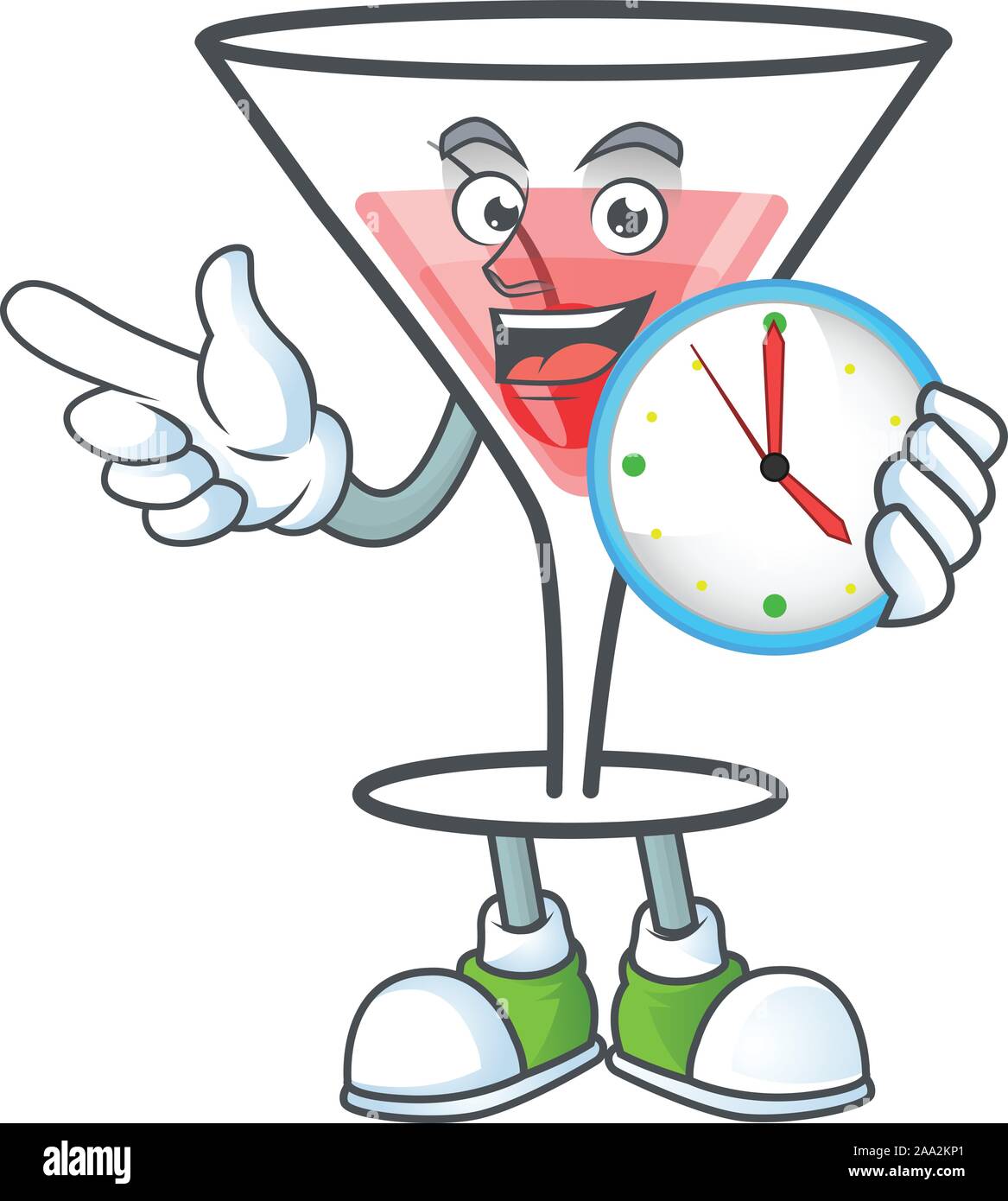 Character a with bring clock in the cartoon cocktail Stock Vector Image ...