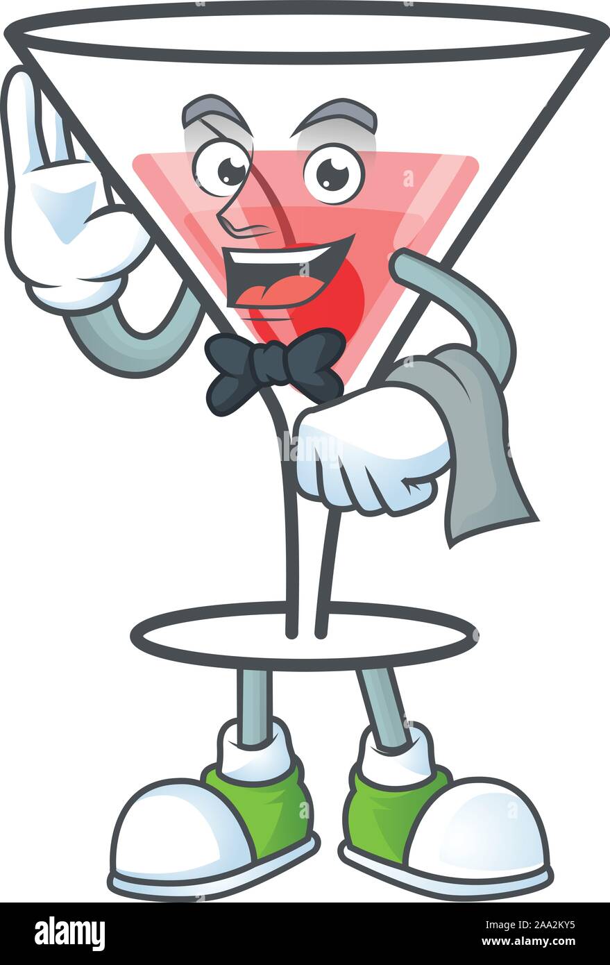 Cartoon fresh cocktail with the waiter character Stock Vector Image ...