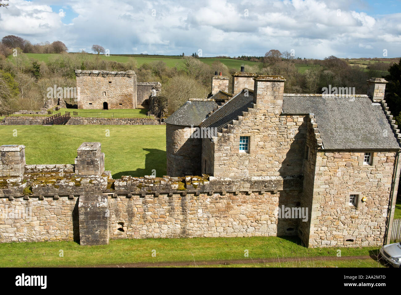 Craignethan Castle keep, grounds and castle walls. Historic Andrew Hay ...