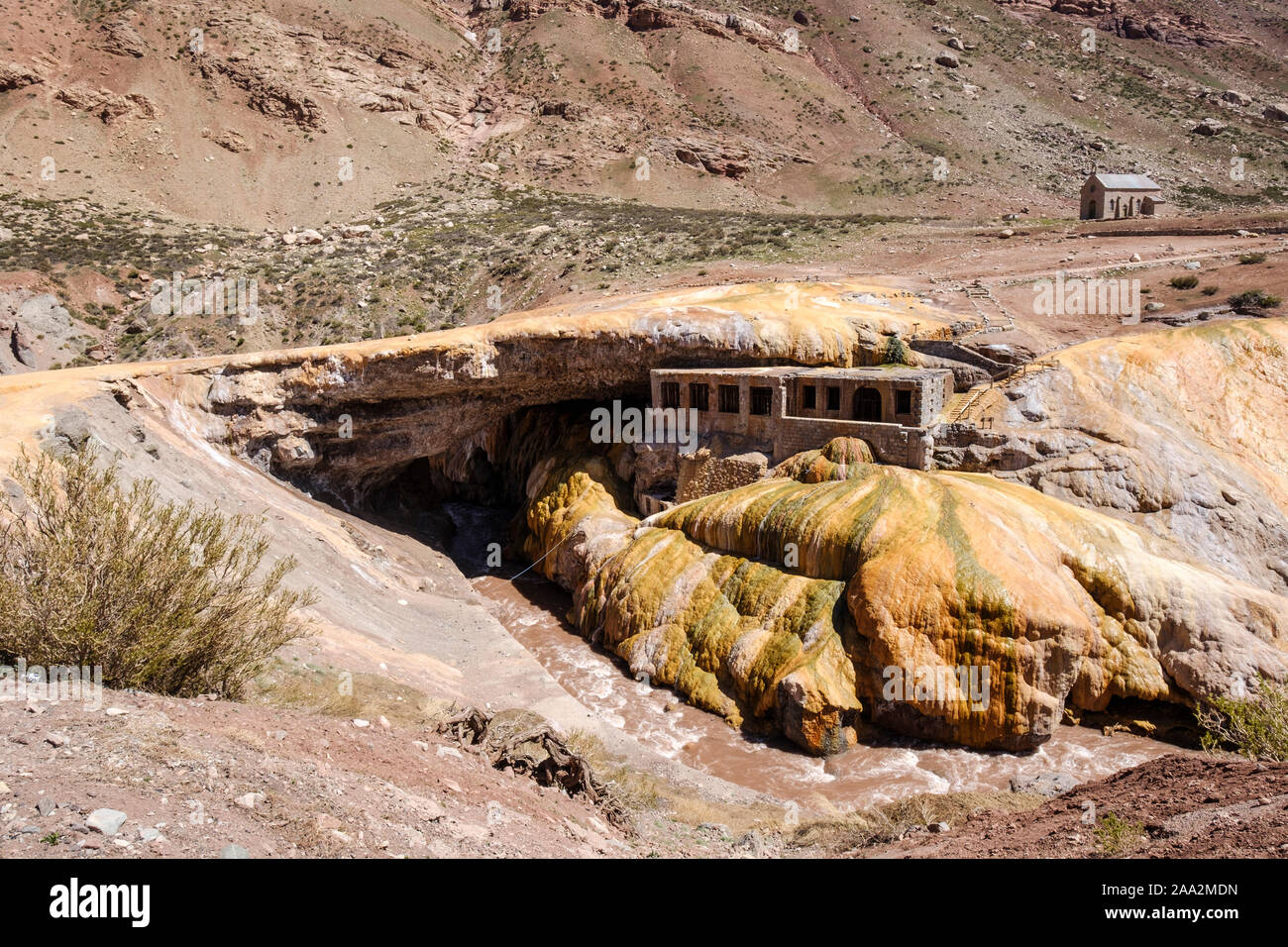 Puente del Inca (Inca Bridge) natural wonder over the River Mendoza in ...