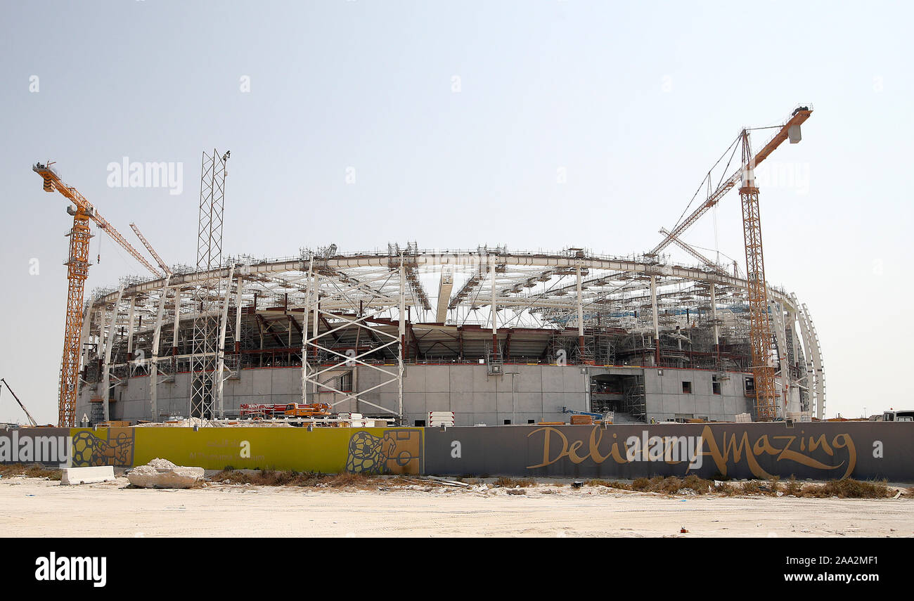 A general view of the Al Thumama Stadium, Doha, Qatar. The stadium ...
